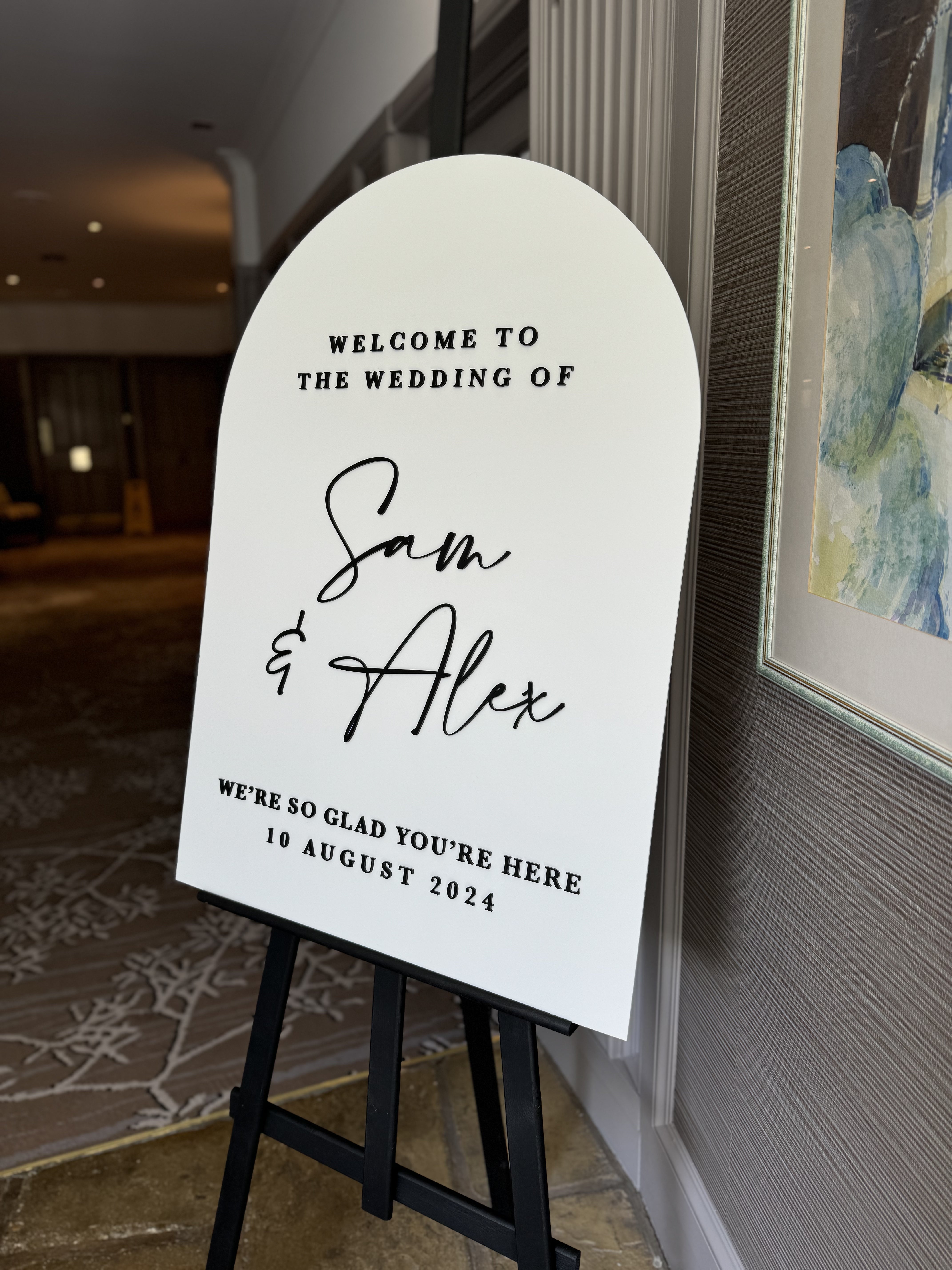 A1 Arch Welcome Sign - 3D Acrylic - White / Black – Thoughts and Crosses