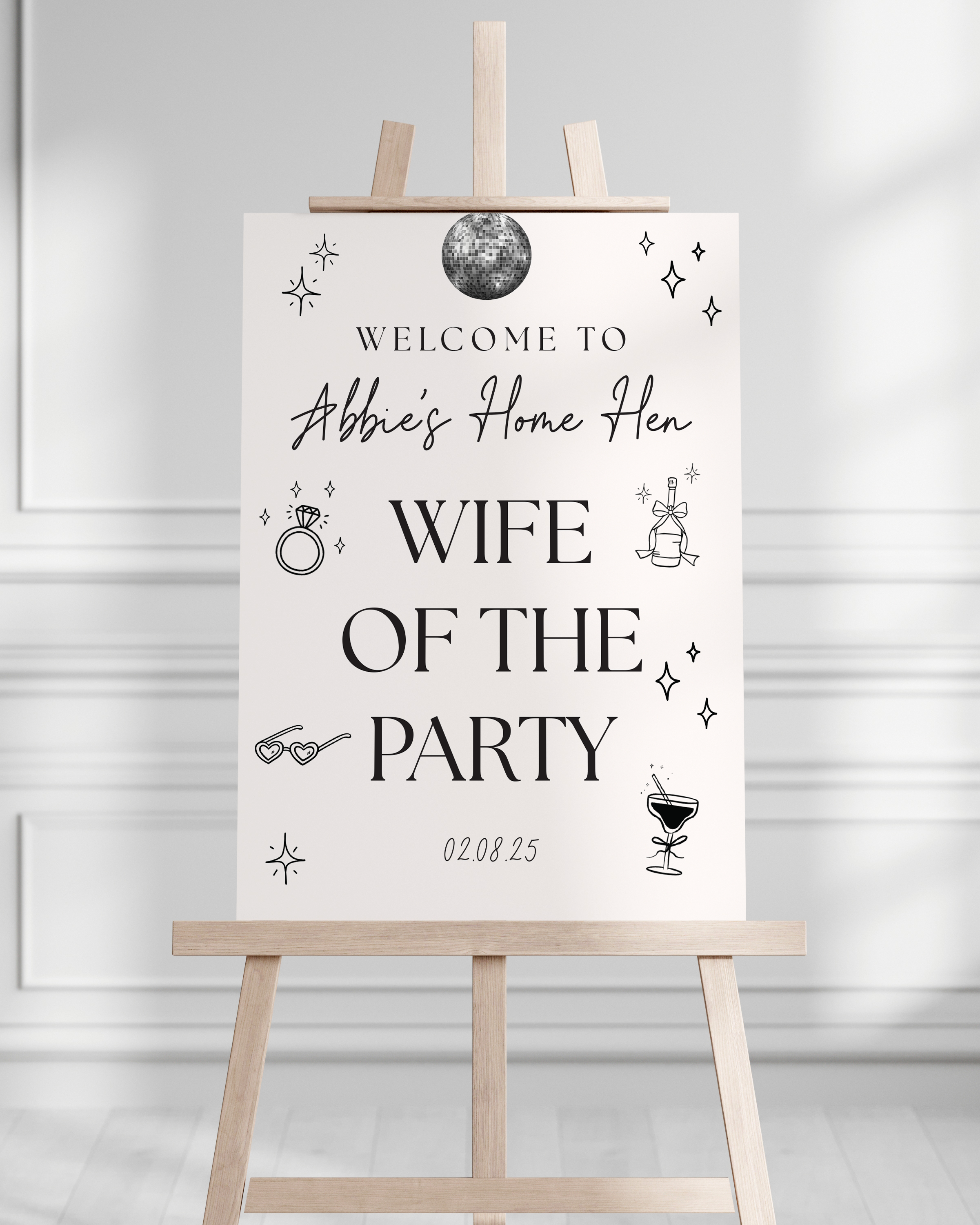 A1 Printed Wife of the Party Hen Party Sign – Thoughts and Crosses